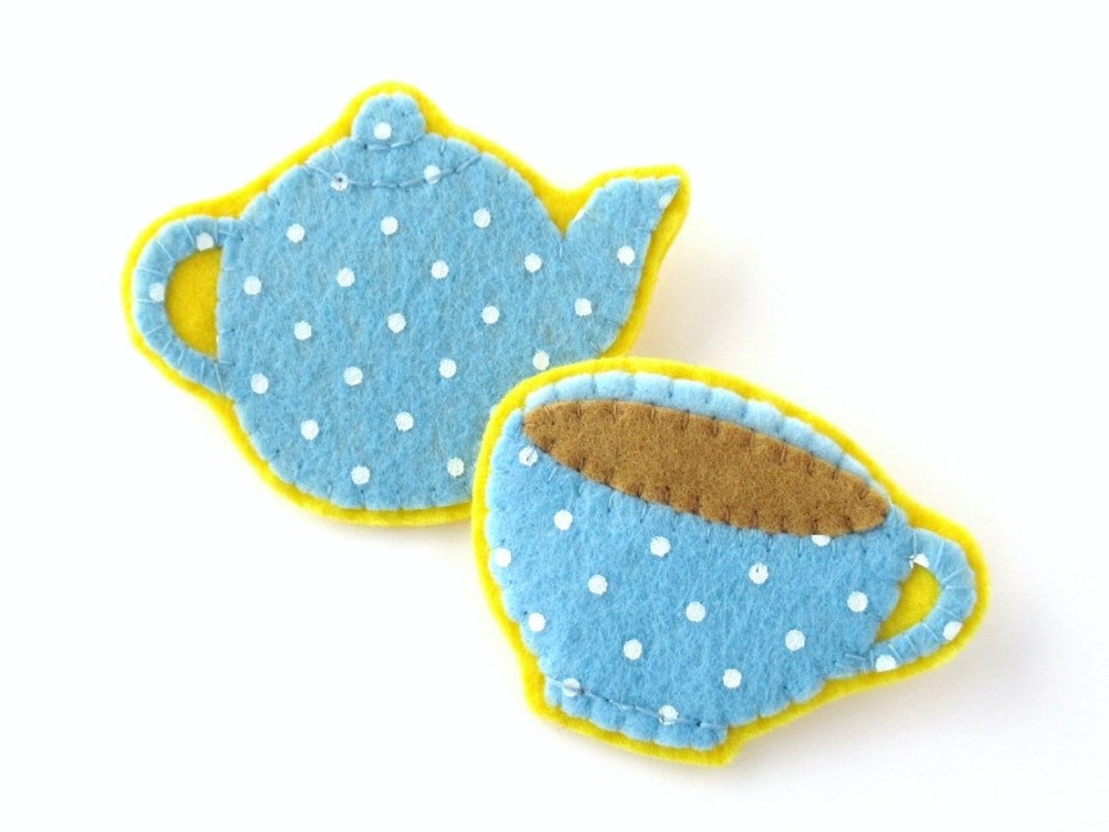 Teapot & Teacup PDF Pattern, Easy Printable Felt Brooch Sewing Tutorial ...