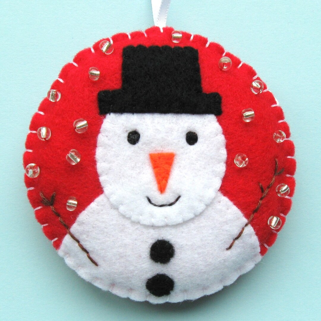 Felt Snowman - PDF Ornament Pattern - Sew a Cute Felt Christmas ...