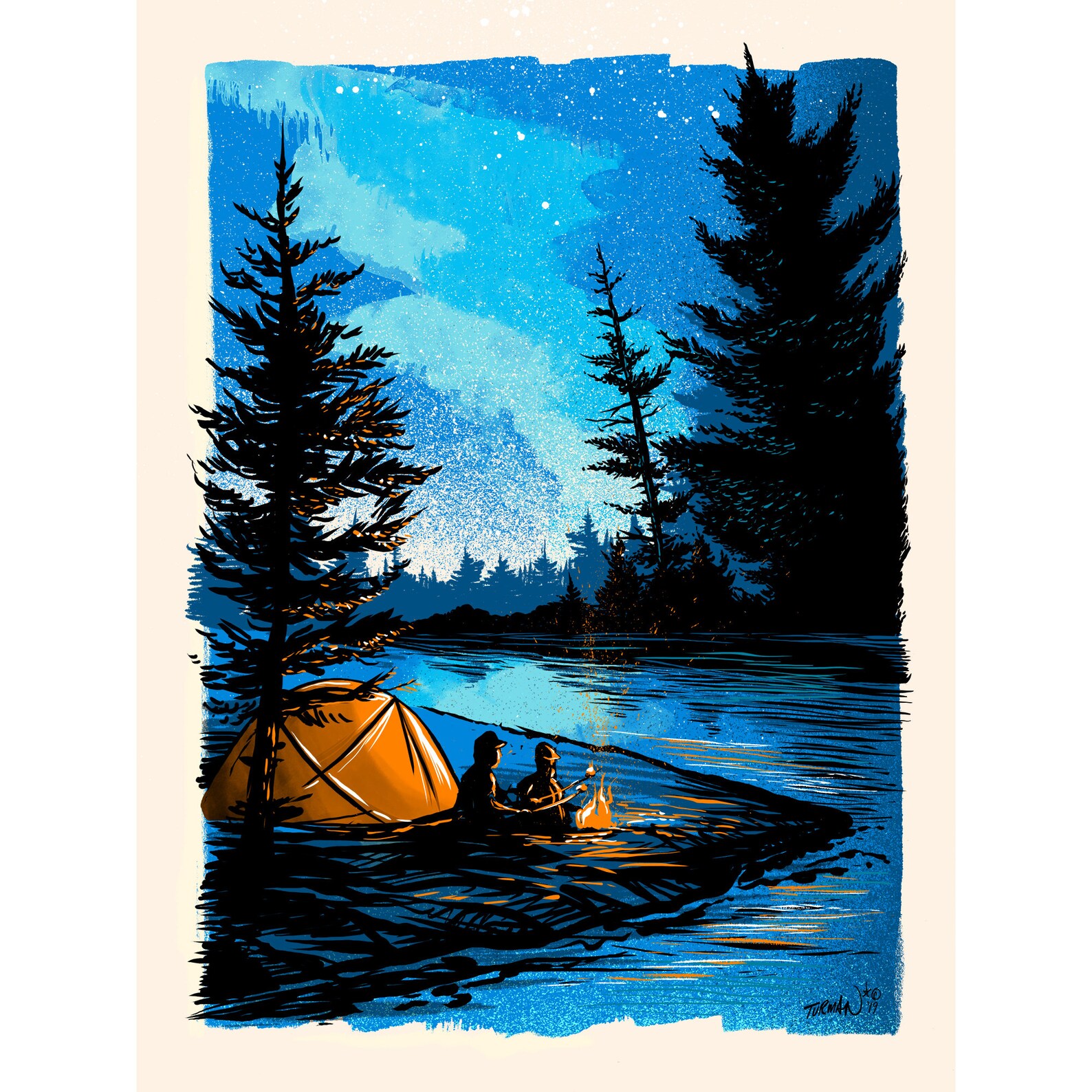 Tent Camping Original Screen Print - Etsy