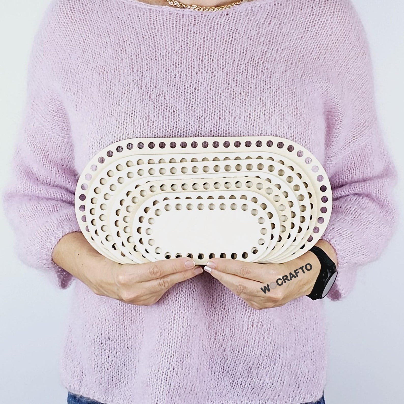 CRADLE SHAPE Middle Wooden Bases for Crochet Baskets. Various Sizes ...