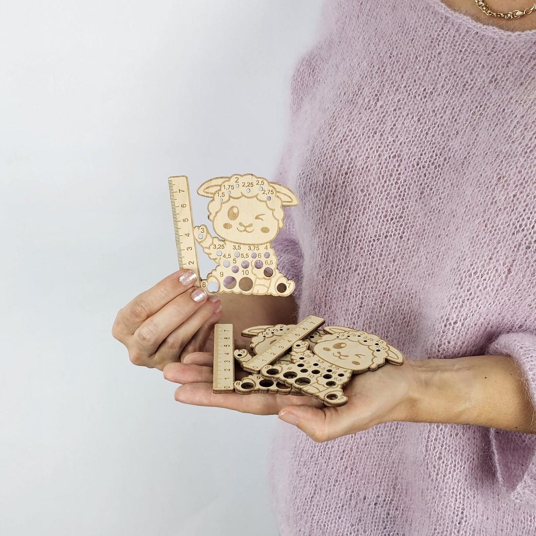 Baby Sheep With Ruler Knitting Needle Gauge. Sock Knitting Accessory ...