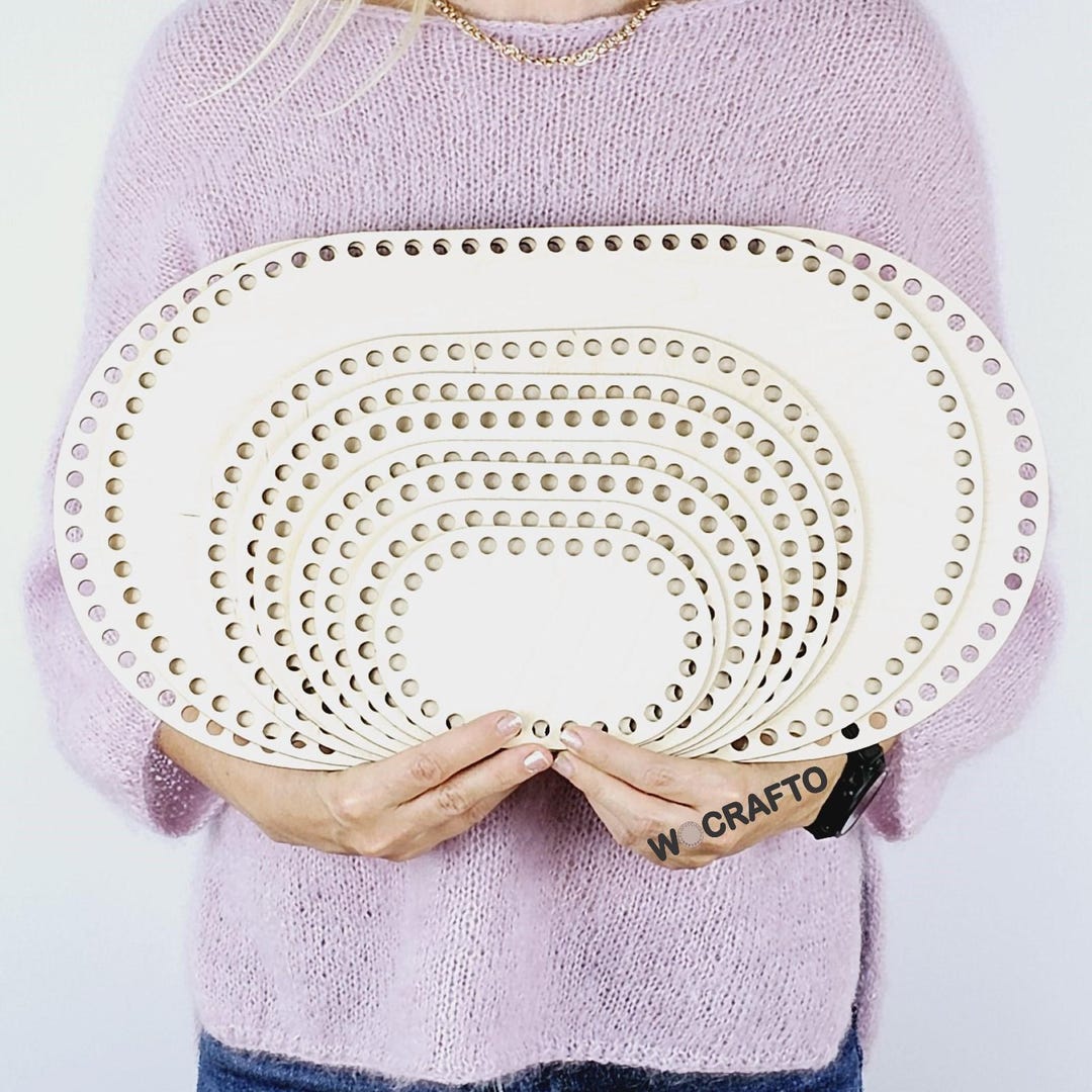 CRADLE SHAPE Wide Wooden Bases for Crochet Baskets. Various Sizes. TOP ...