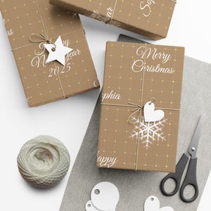 Personalized Christmas Gift Wrap Papers and Happy New Year 2025 in ...