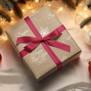 Personalized Christmas Gift Wrap Papers and Happy New Year 2025 in ...