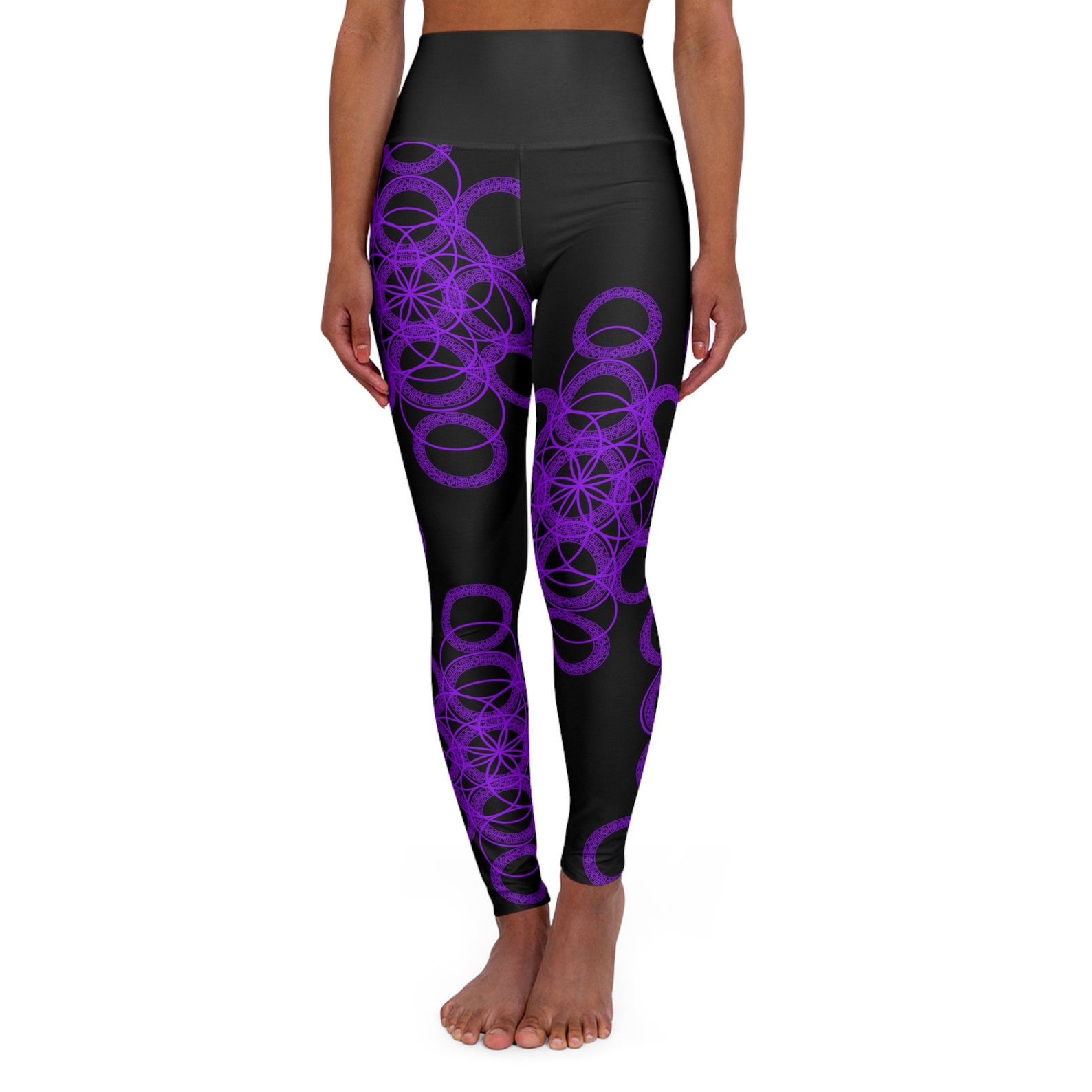 Yoga Purple Flower of Life High Waisted Yoga Leggings Yoga Pants ...