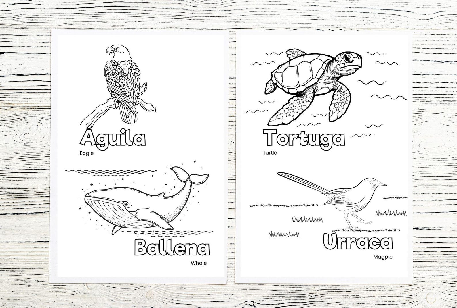 A-Z Spanish Alphabet Animal Coloring Pages | Bilingual Animal ABC ...