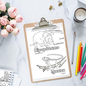 A-Z Spanish Alphabet Animal Coloring Pages | Bilingual Animal ABC ...
