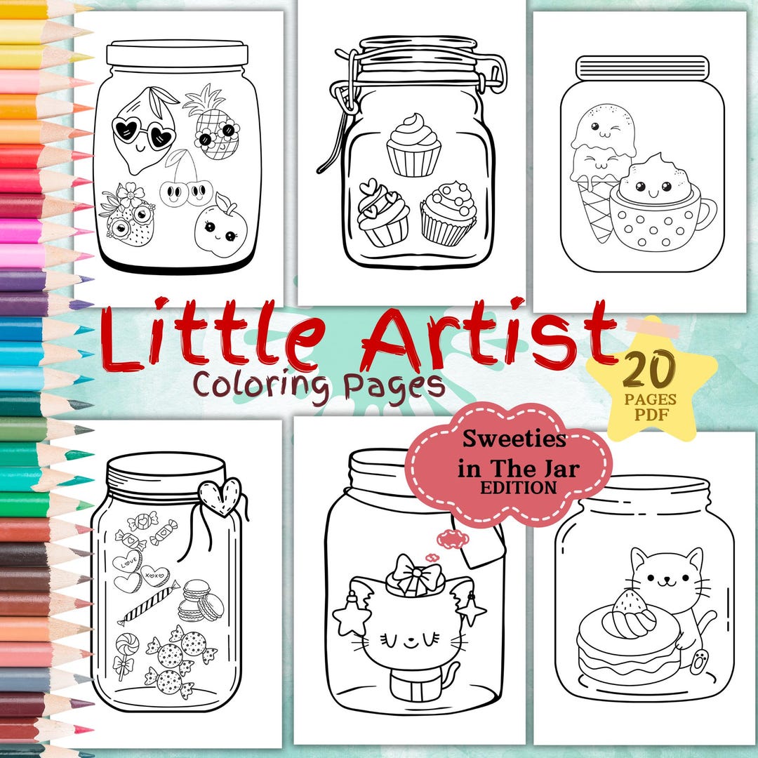 Cute Kawaii Jar Coloring Page Bold and Easy Sweets Coloring Book ...