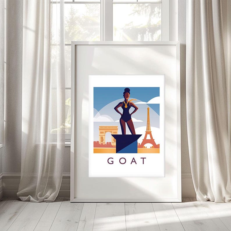 GOAT, Paris Olympics 2024 Black Woman, Athlete, Gold Medalist, Art ...