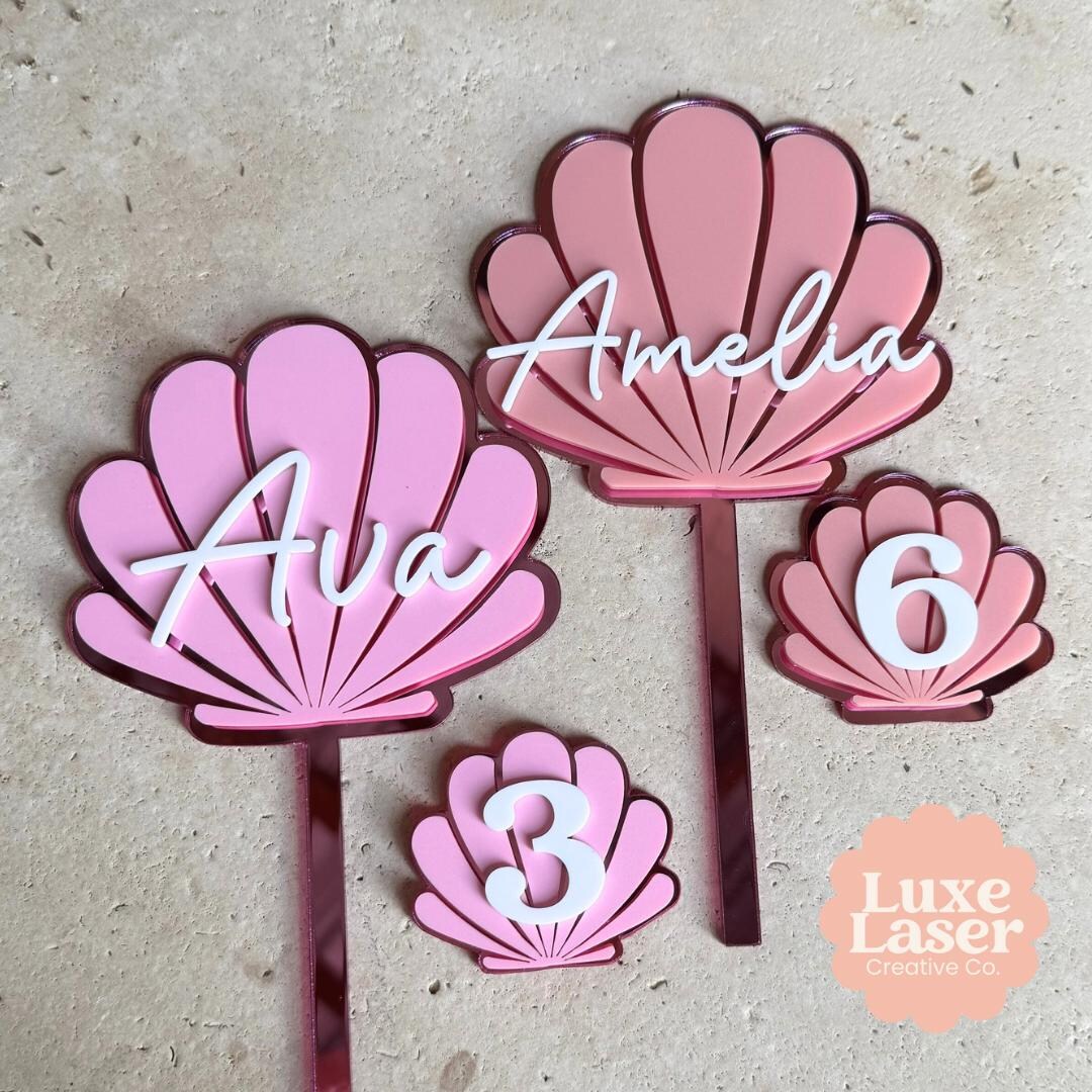 Shell Cake Topper , Mermaid Cake Topper, Acrylic Cake Topper, Mermaid ...