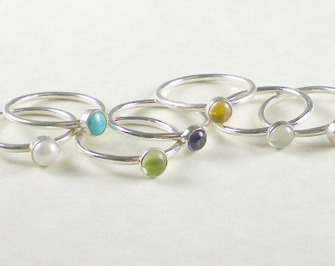 SS Gemstone Stack Rings - Etsy