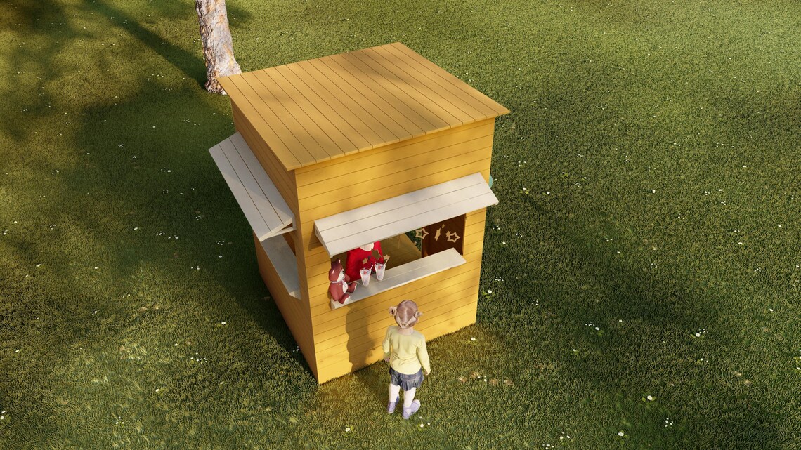 Kids Playhouse Plans, Cabin Playhouse, Step by Step, Build Your Own ...