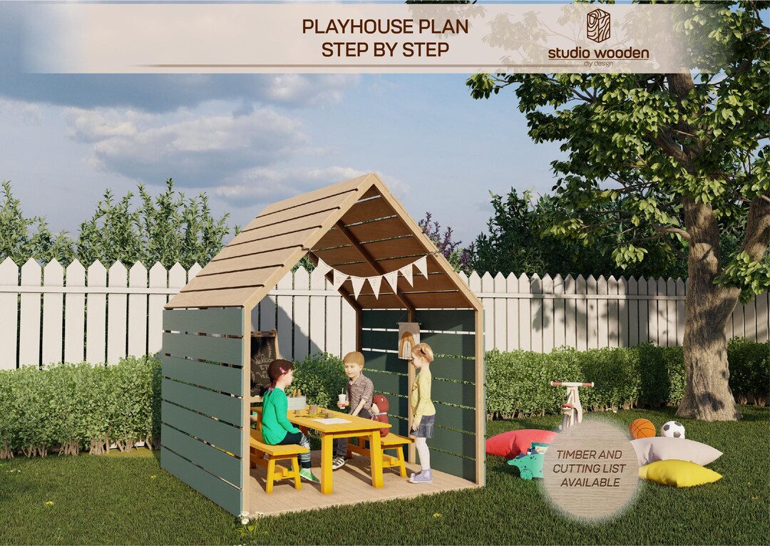 Triangle Playhouse Plans for Kids, Kids Activity House, Architectural ...