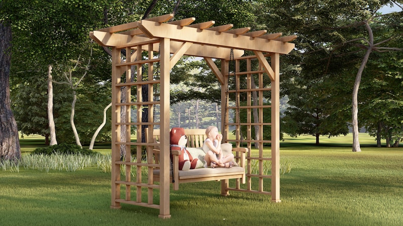 Garden Swing Pergola Gazebo Building Plans - DIY Garden Pergola Plans ...