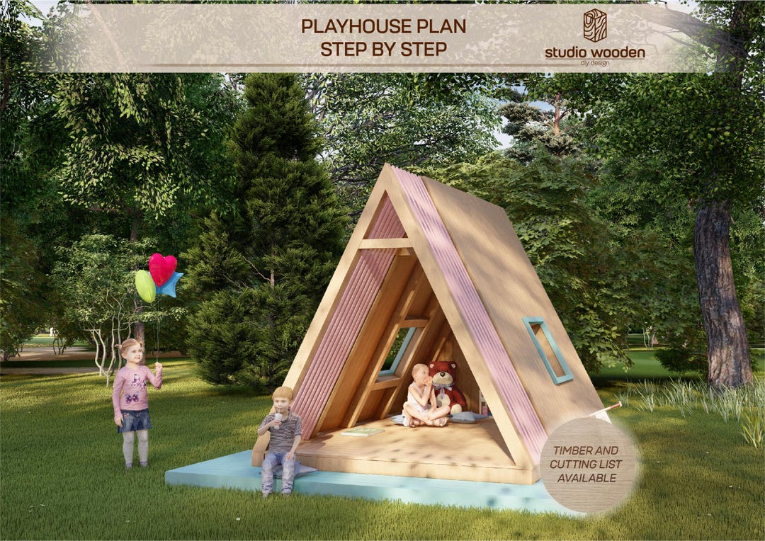 TRIANGLE PLAYHOUSE PLAN. Playhouse Plans for Kids, Architecture Wooden ...