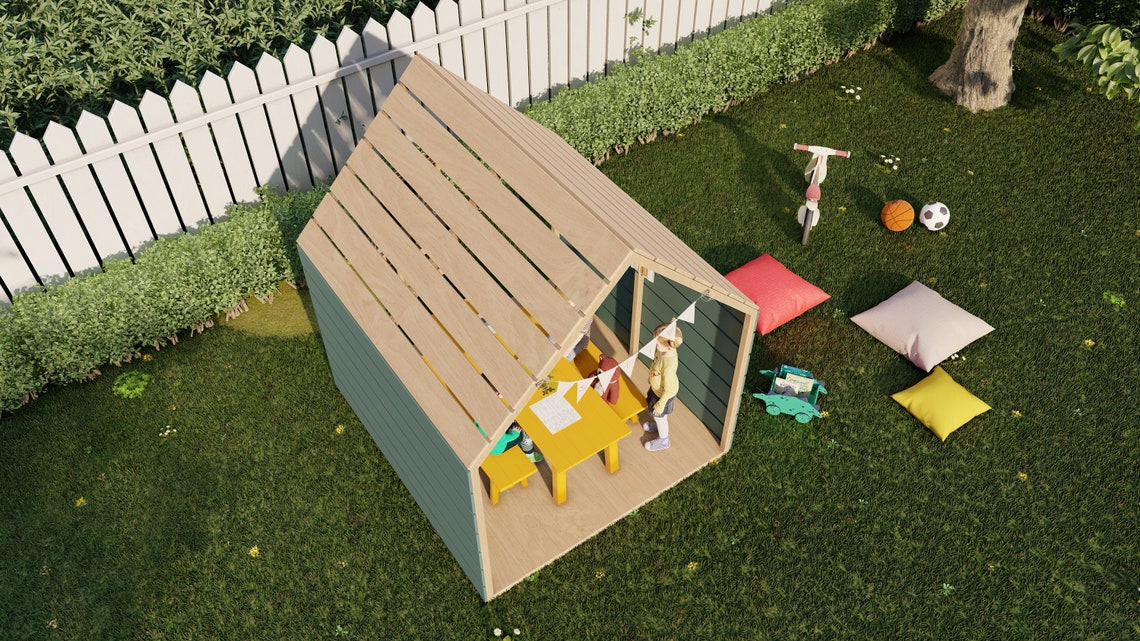 Triangle Playhouse Plans for Kids, Kids Activity House, Architectural ...