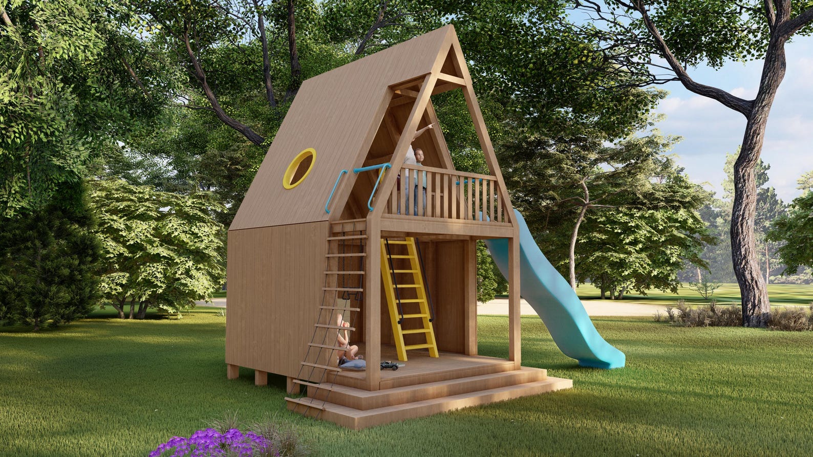 TRIANGLE PLAYHOUSE PLAN. Playhouse Plans for Kids, Architecture Wooden ...