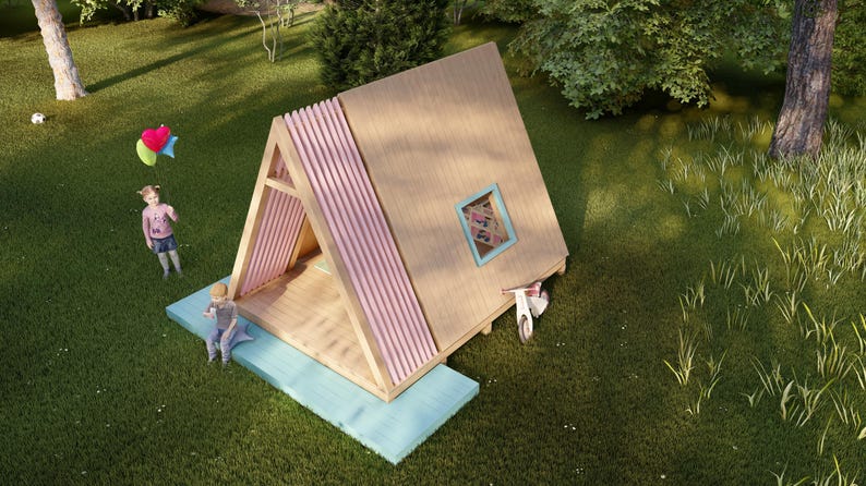 TRIANGLE PLAYHOUSE PLAN. Playhouse Plans for Kids, Architecture Wooden ...