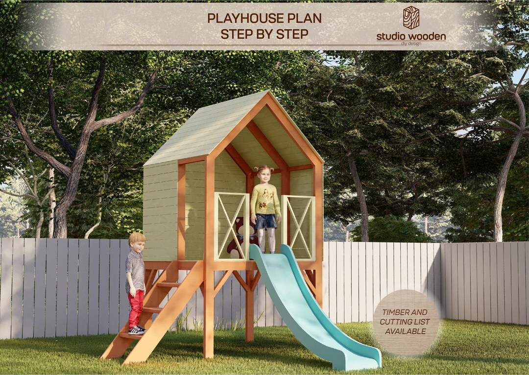 TRIANGLE PLAYHOUSE PLAN. Playhouse Plans With Slide for Kids ...