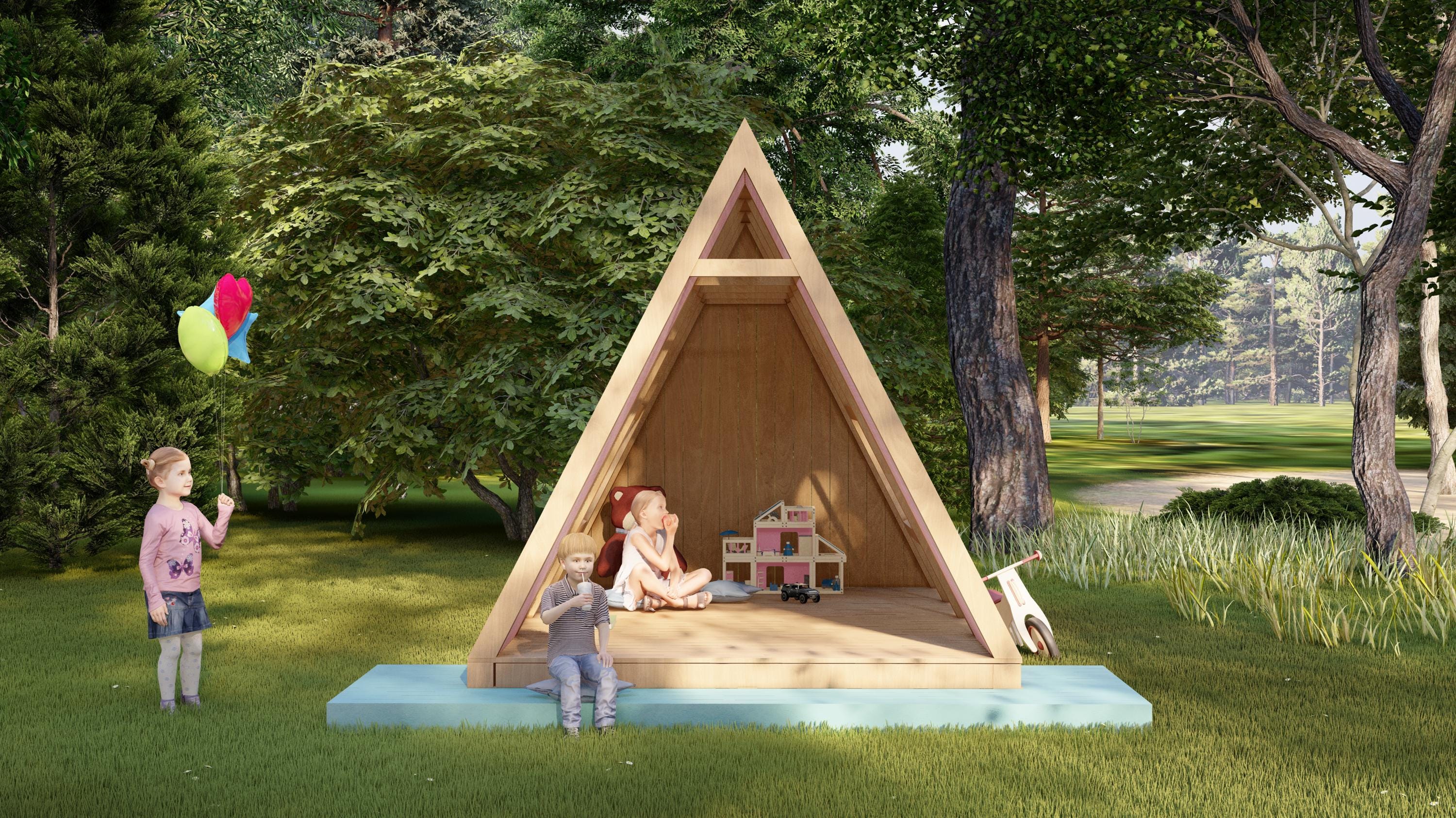TRIANGLE PLAYHOUSE PLAN. Playhouse Plans for Kids, Architecture Wooden ...