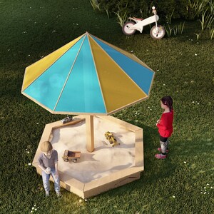 Sandbox Playhouse Plans for Kids, Umbrella Kids Activity House ...