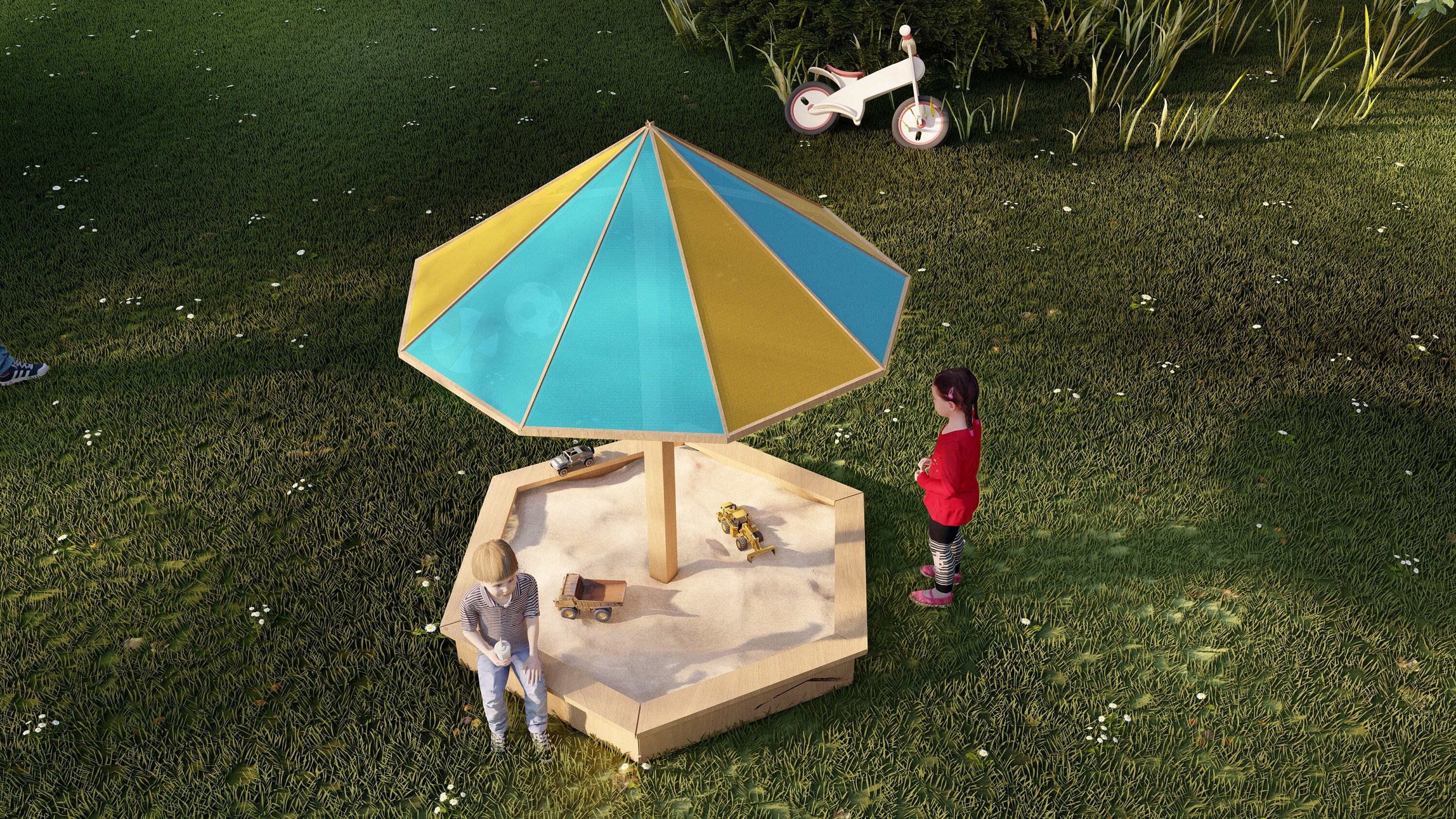 Sandbox Playhouse Plans for Kids, Umbrella Kids Activity House ...