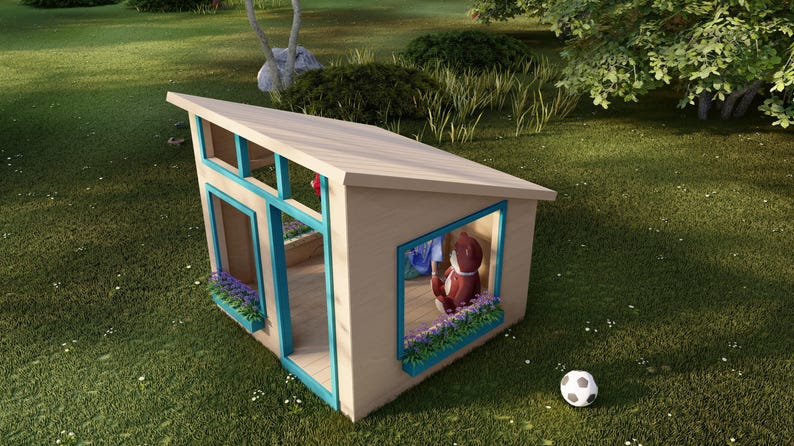Kids Playhouse Plans, Cabin Playhouse, Step by Step, Build Your Own ...
