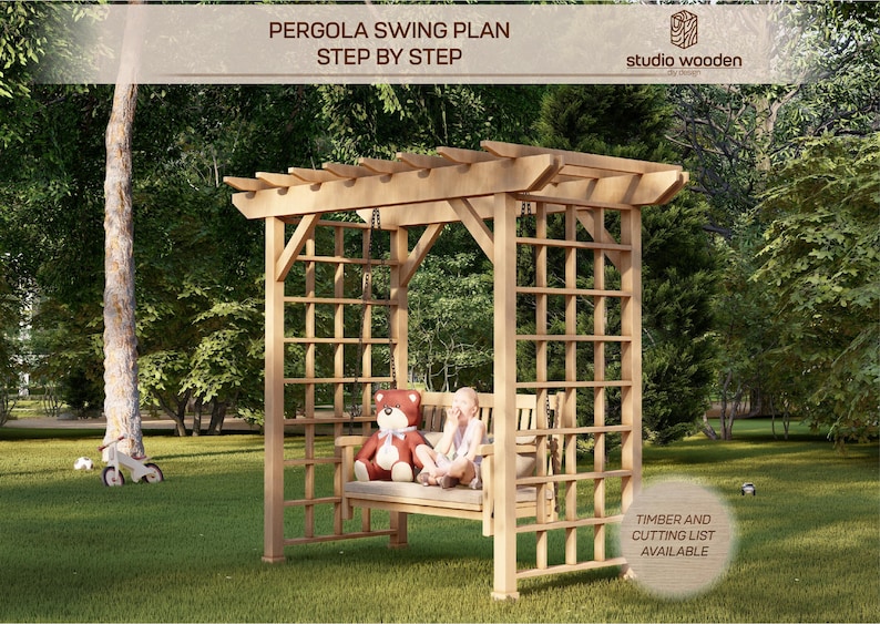Garden Swing Pergola Gazebo Building Plans - DIY Garden Pergola Plans ...