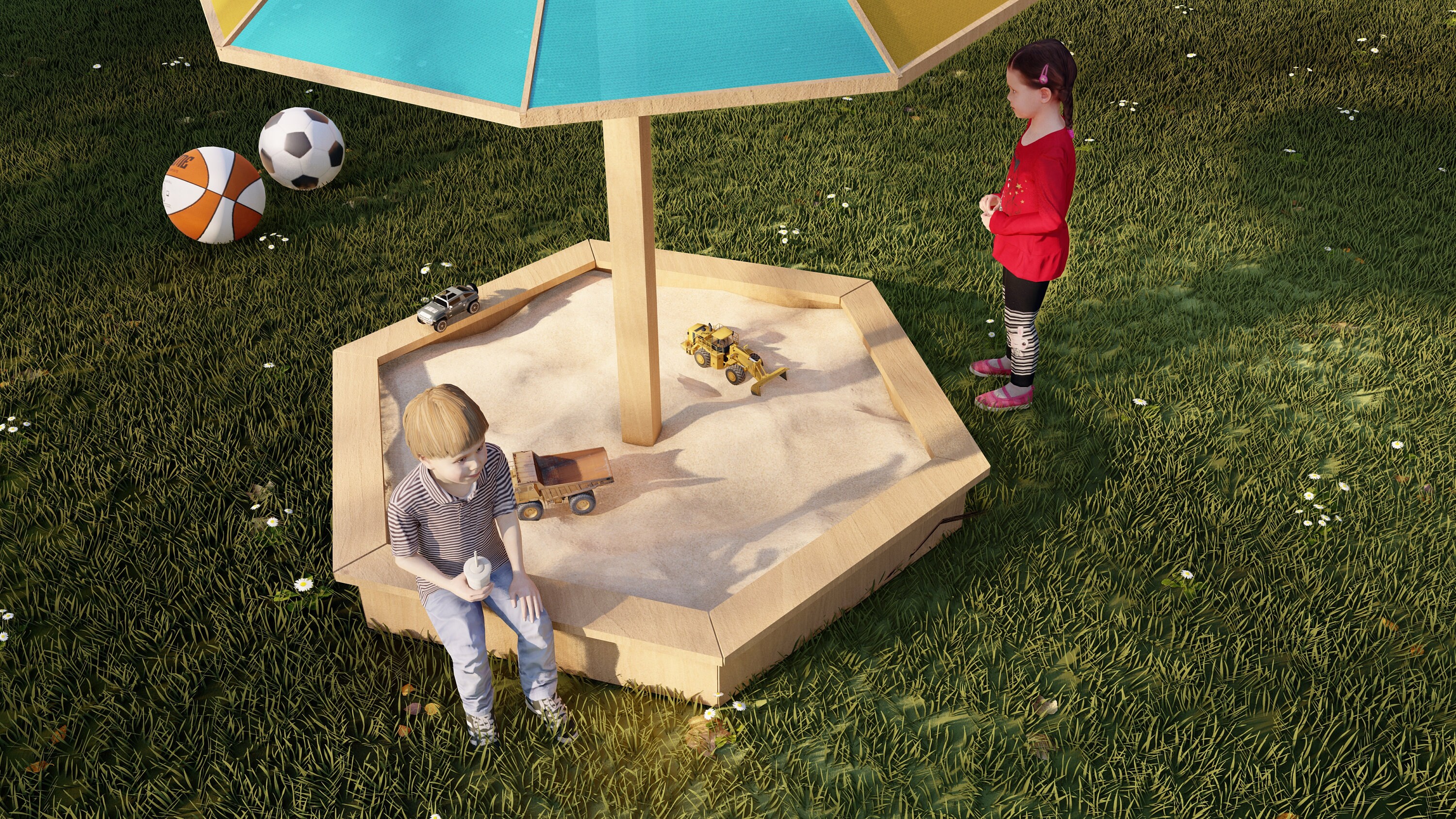 Sandbox Playhouse Plans for Kids, Umbrella Kids Activity House ...