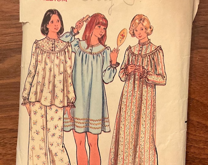 Nightgown Pattern, Yoke Neck, Loose Fitting, Pajamas Pattern, Granny ...