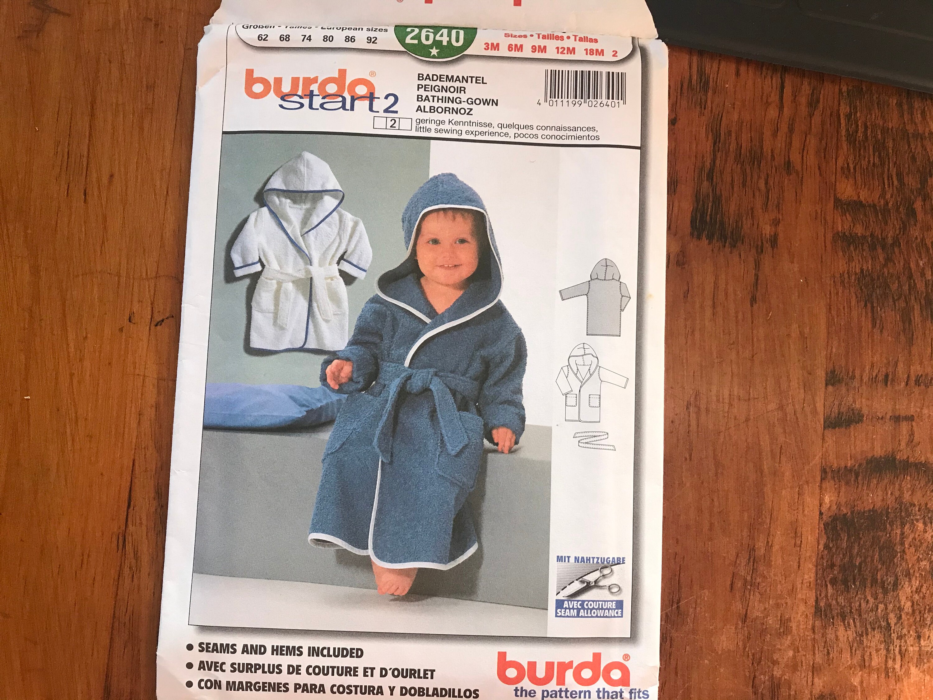 BURDA 2640 START 2 sewing pattern Bathing-gown terry robe | Etsy