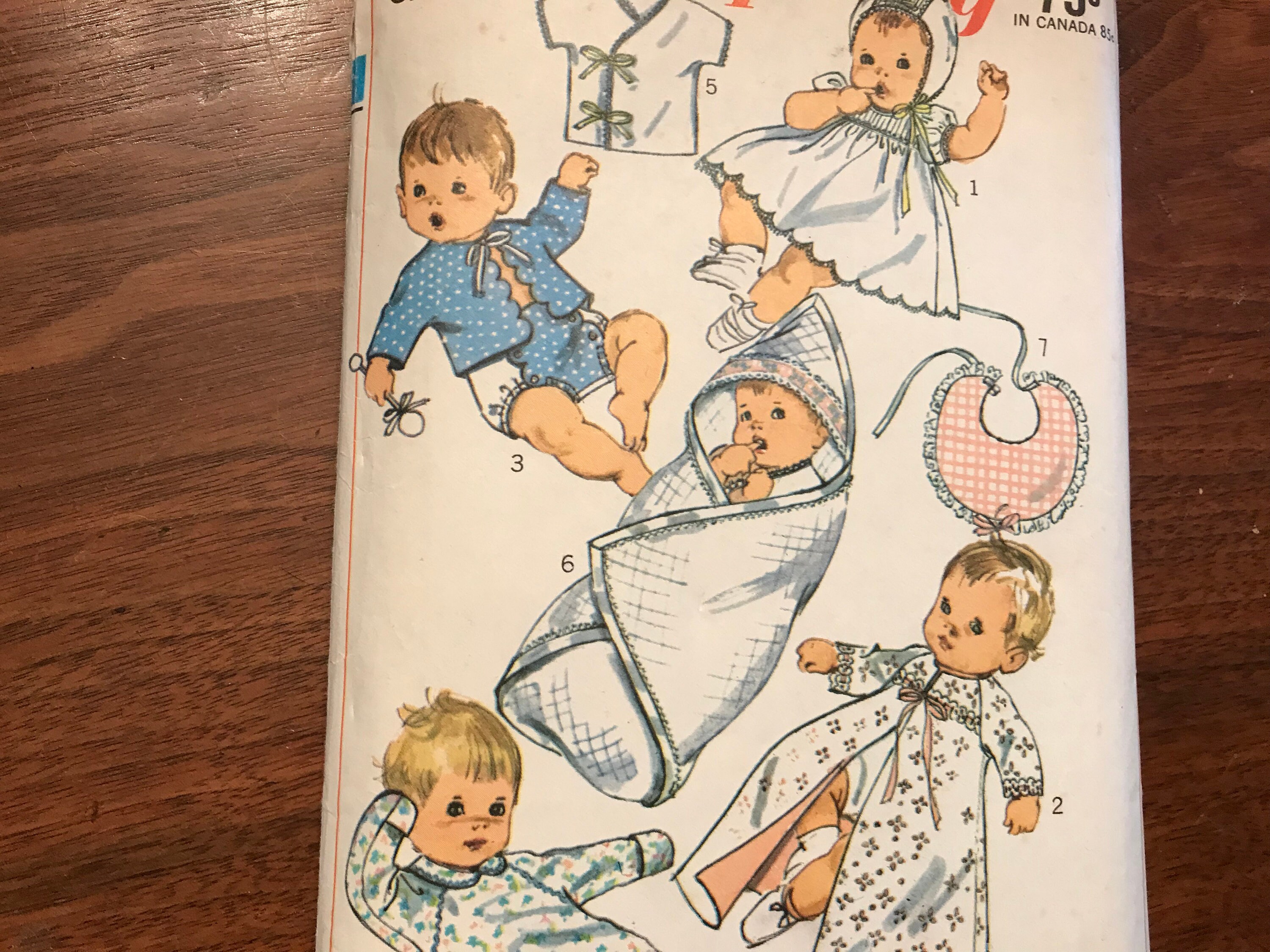 1968 Simplicity 8066 Sewing Pattern Newborn Layette Set, Sleeper ...