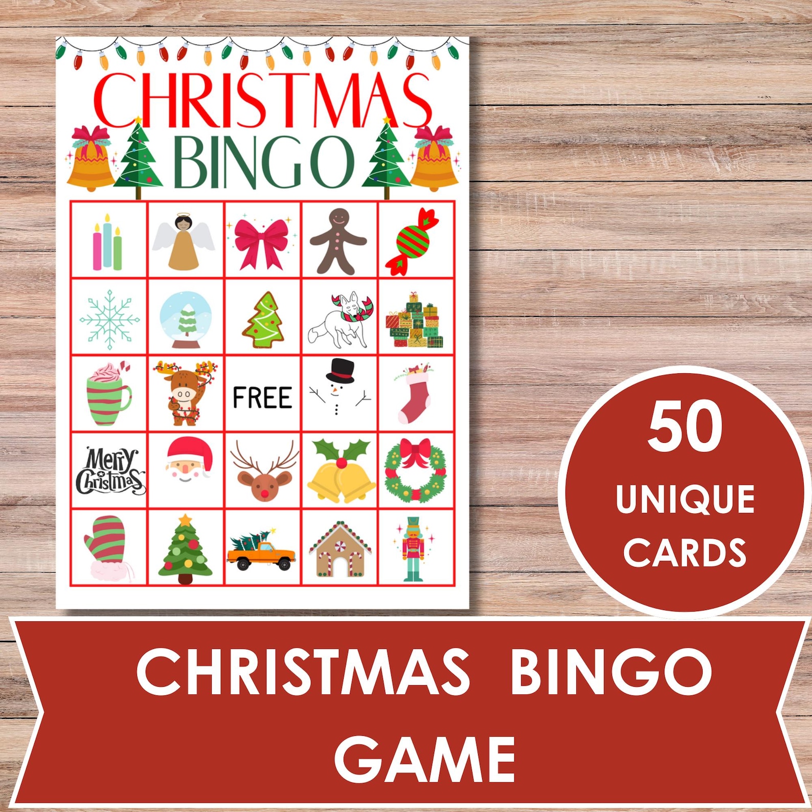Christmas Bingo Game, Xmas Printable Bingo Cards, Hallmark Movie Bingo ...