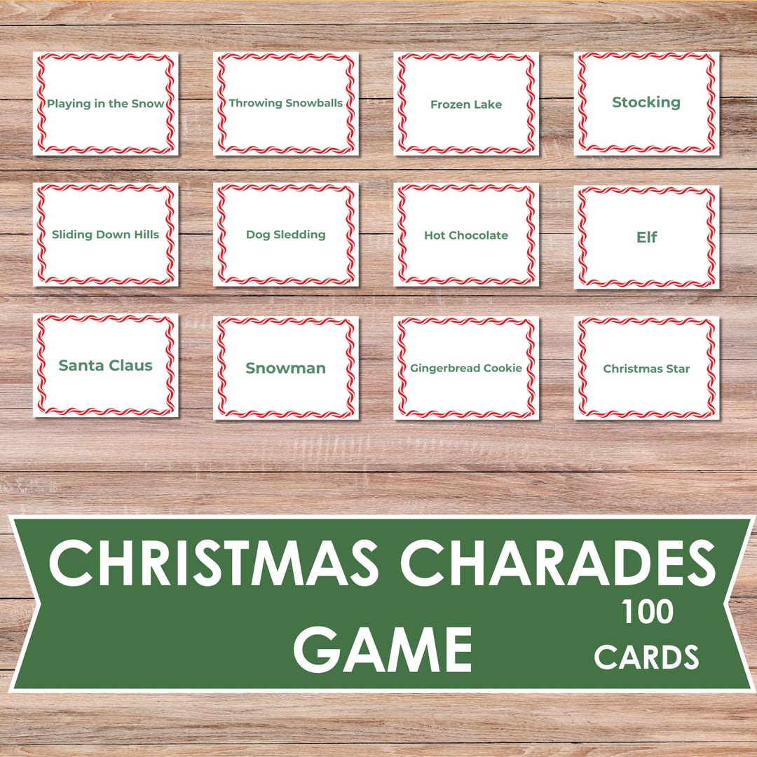 Christmas Charades Game, Printable Charades Cards, Adult Charades Game ...