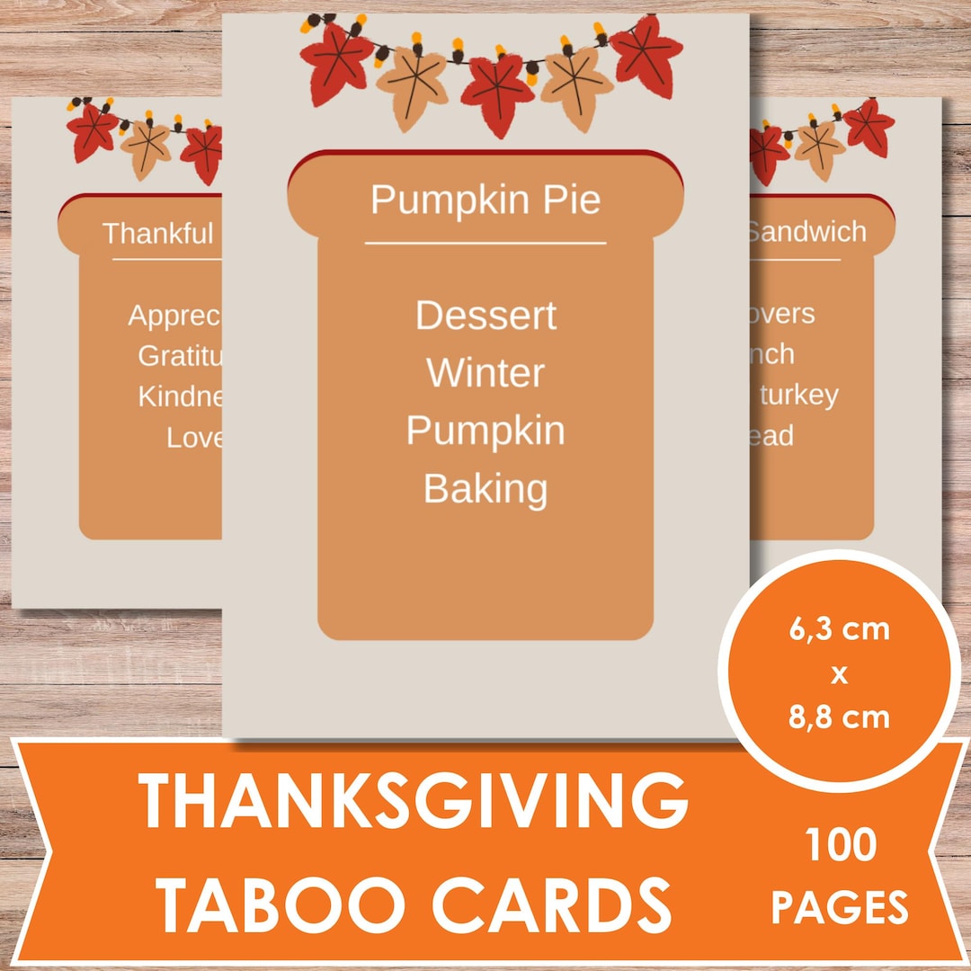 Thanksgiving Taboo Game, Thanksgiving Taboo Cards, Forbidden Words ...