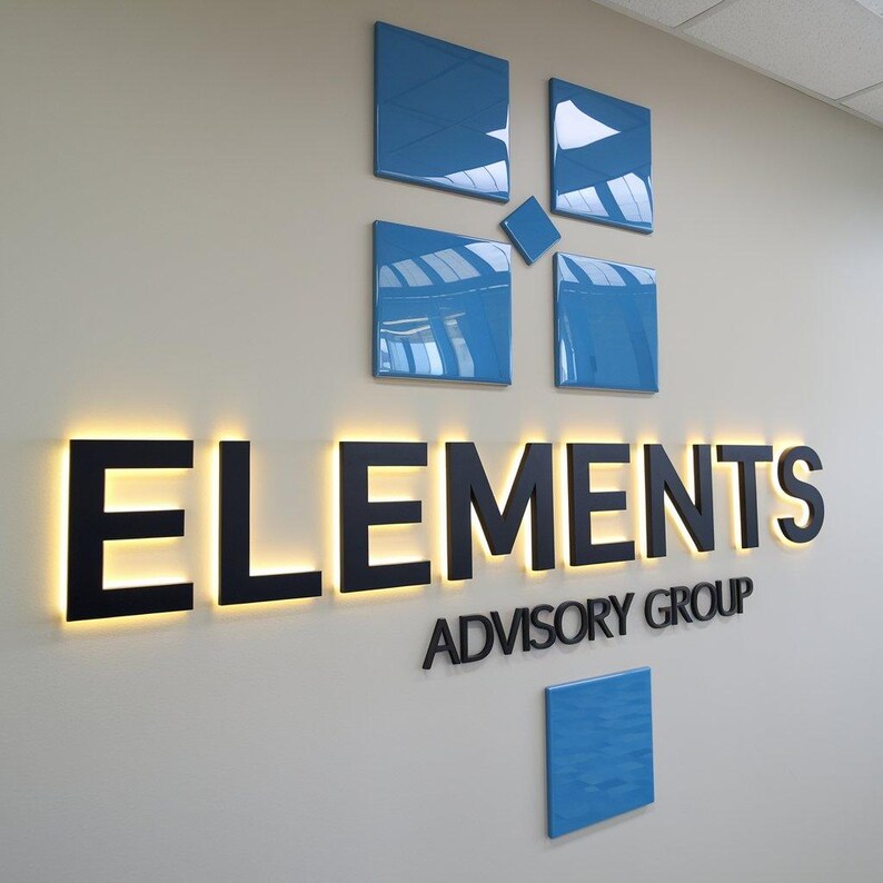 Reception Sign Laser Cut Logo Sign 3D Business Signage Metal Backlit ...