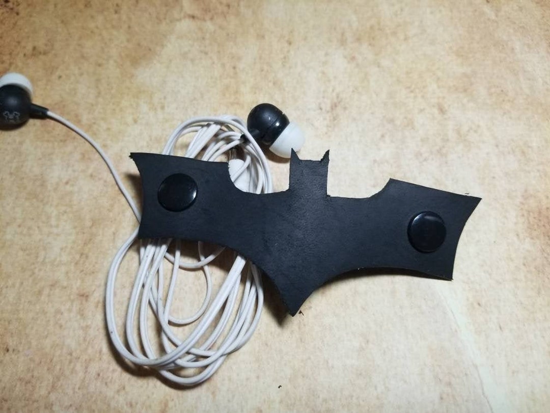 Black Leather Cord Keeper Bat Batman Cable Organizer Tidy Wrap Goth - Etsy