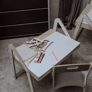 Playroom Table Set/wooden Table/table With Bookshelf/montessori Kids ...
