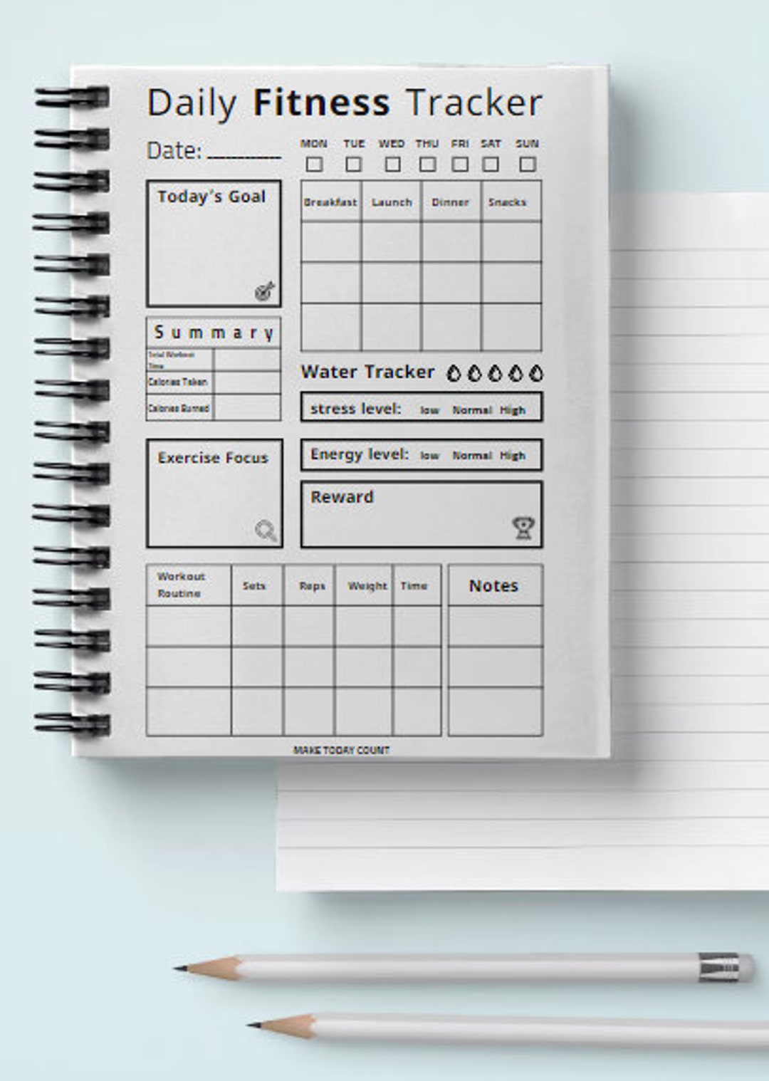 Best Workout Tracker Digital & Printable, Daily Exercise Log, Fitness ...