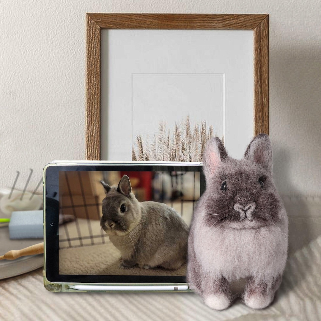 Custom Needle Felt Bunny Rabbit Replica Felted Hare Sculpture Wool ...