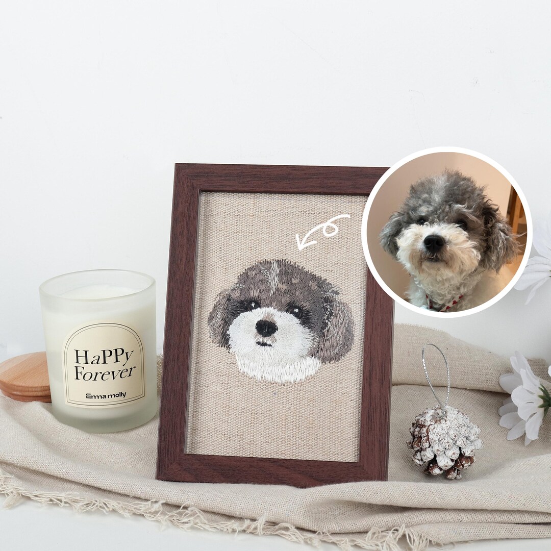 Custom Embroidered Dog Portrait Custom Pet Portrait Cat and Dog ...