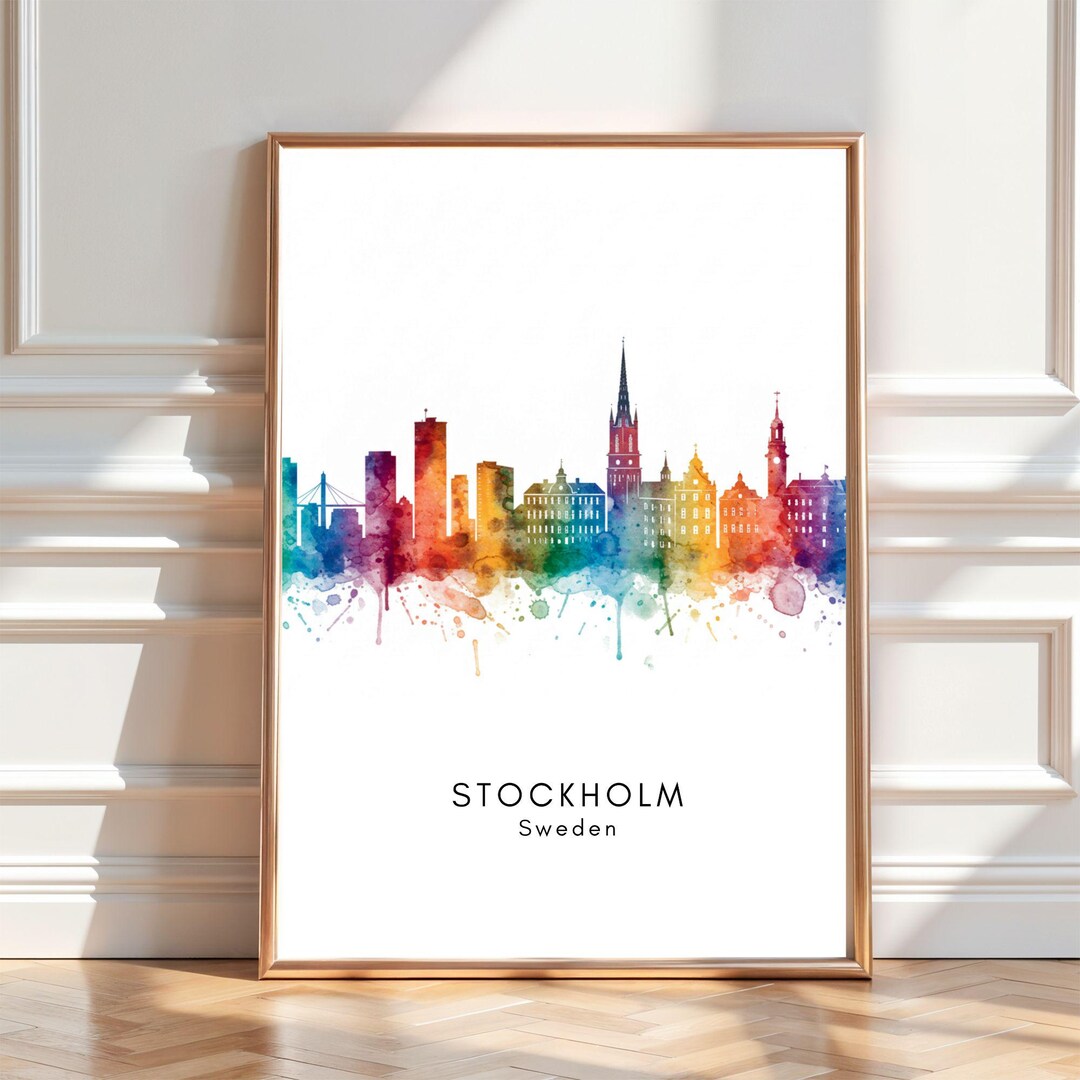 Stockholm Poster Sweden Wall Art Print Gift for Home Stockholm Skyline ...
