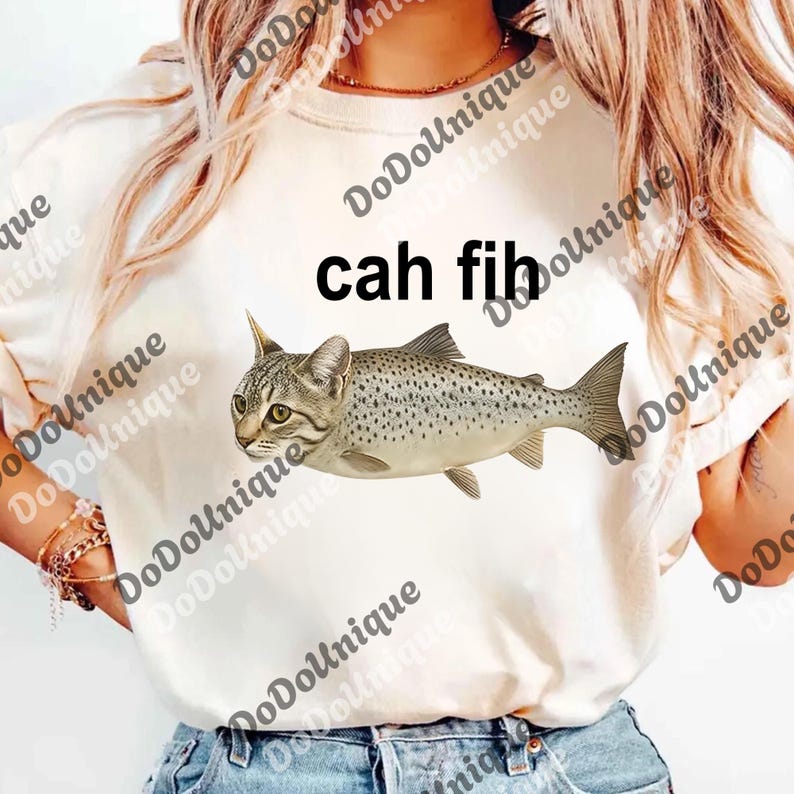 Cah Fih Png, Fih Funny Misspelled Fish Meme Digital File, Cat and Fish ...