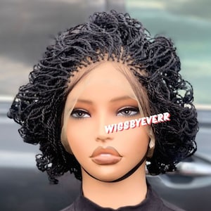 Micro Twist Braid Wig: Full Lace Short Curly Braids Wig - Etsy