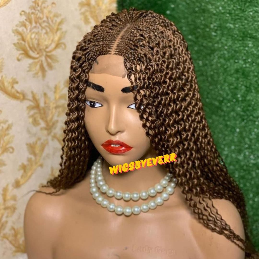 Handmade Braided Spiral Curls Closure Wig /watermelon Braids/ Curly ...