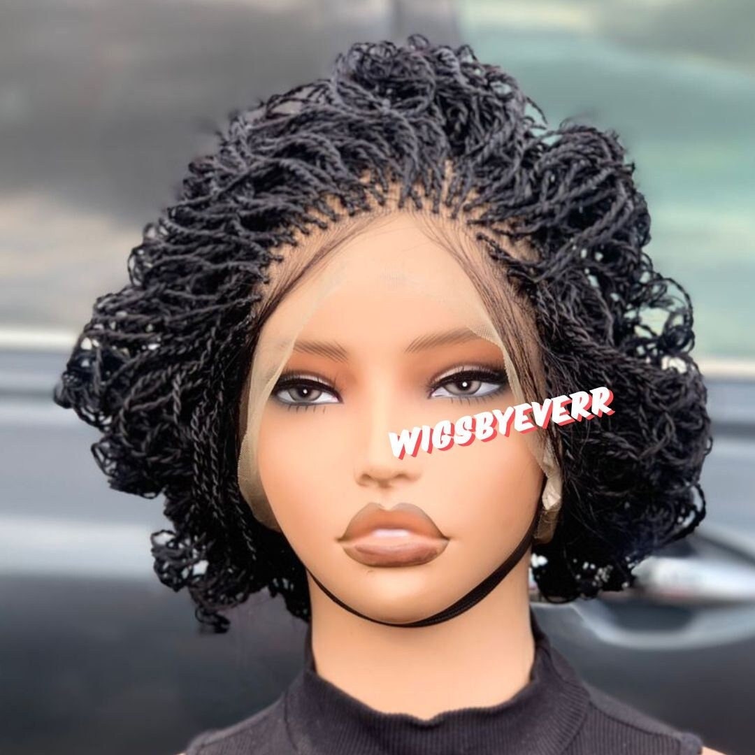 Micro Twist Braid Wig: Full Lace Short Curly Braids Wig - Etsy