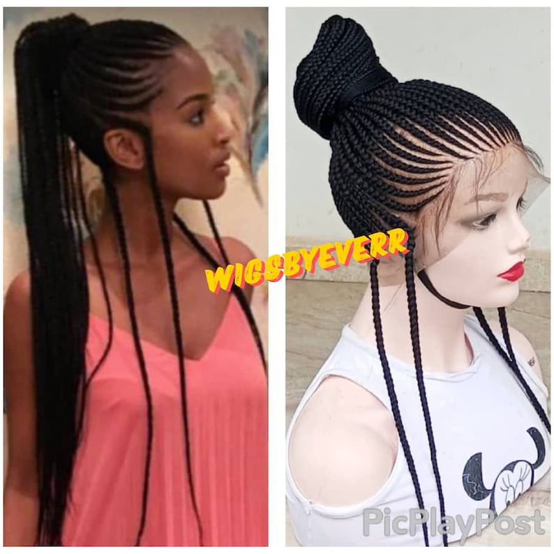 Up Do Corn Row Braided Wig. Shuku Braids, Braided Wig, Corn Row Wig ...