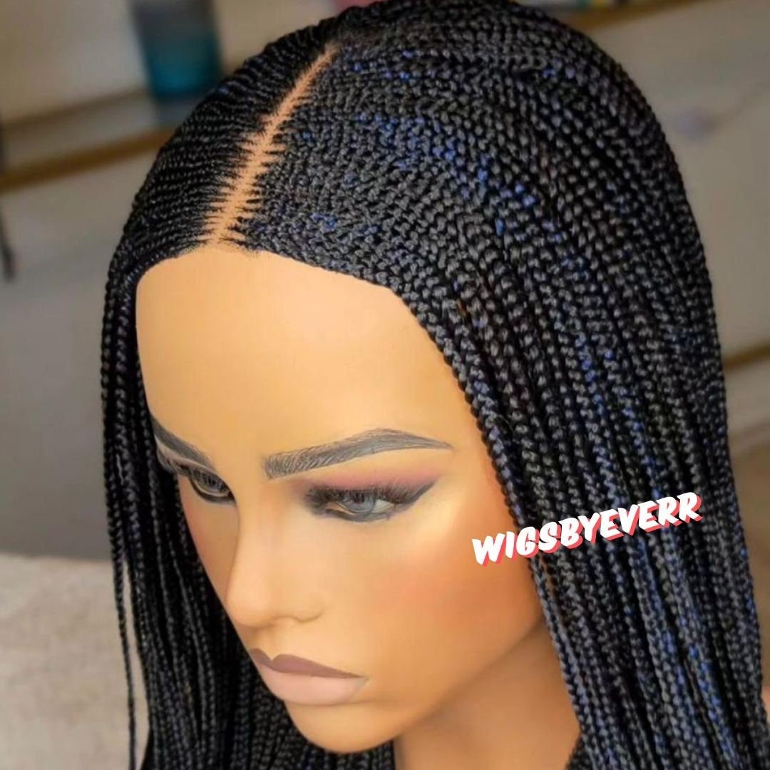 Center Part Ghana Braid, Two Colour Braided Wig, Corn Row Braids ...