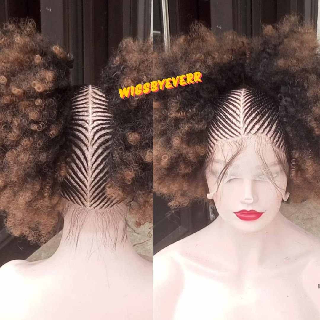 Full Lace Braided Afro Wig: Ombre Two-part Super Afro - Etsy