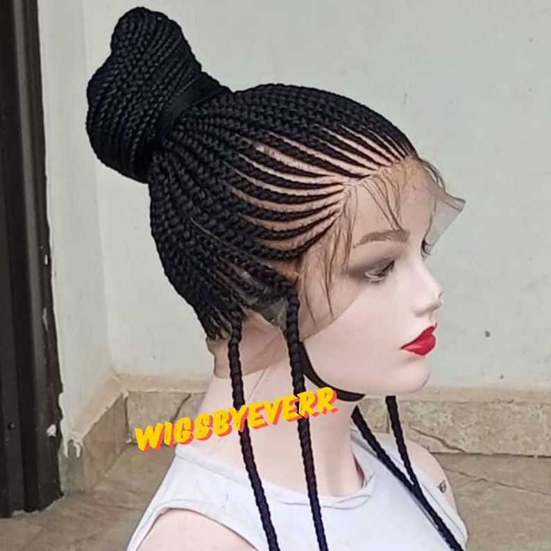 Up Do Corn Row Braided Wig. Shuku Braids, Braided Wig, Corn Row Wig ...